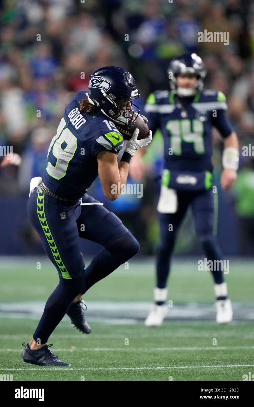 Seattle Seahawks wide receiver Jake Bobo (19) catches the ball in an ...