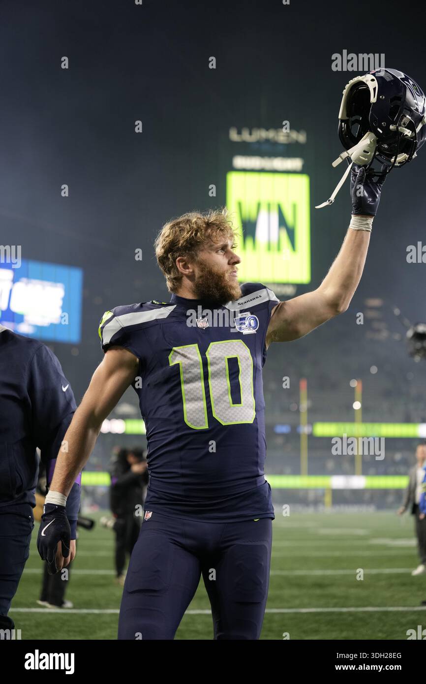Seattle Seahawks wide receiver Cooper Kupp (10) walks off the field in ...