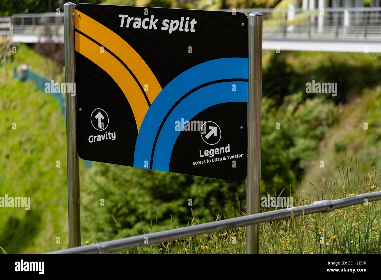 Track Split Gravity Legend Access Ultra Twister Sign Stock Photo - Alamy