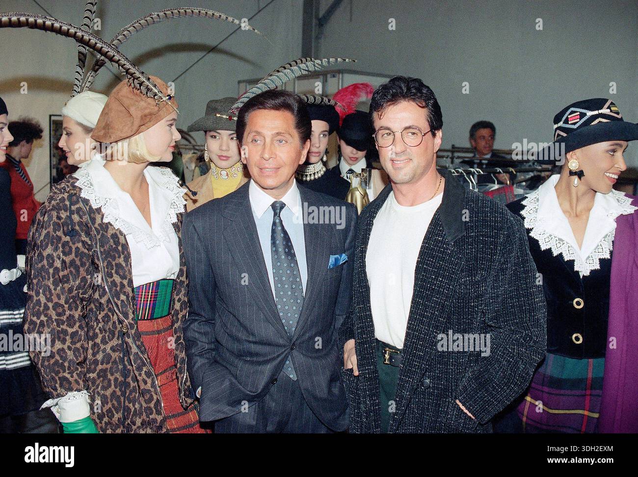 FILE - US actor Sylvester Stallone, right, meets Italian designer ...