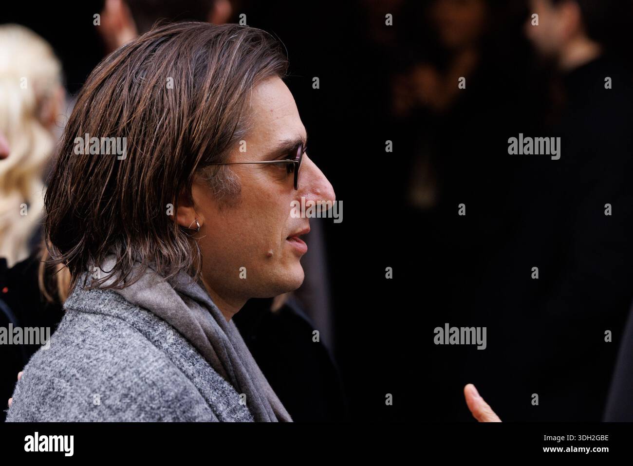 Luca Marinelli arrives at the Giorgio Armani fashion show during the ...