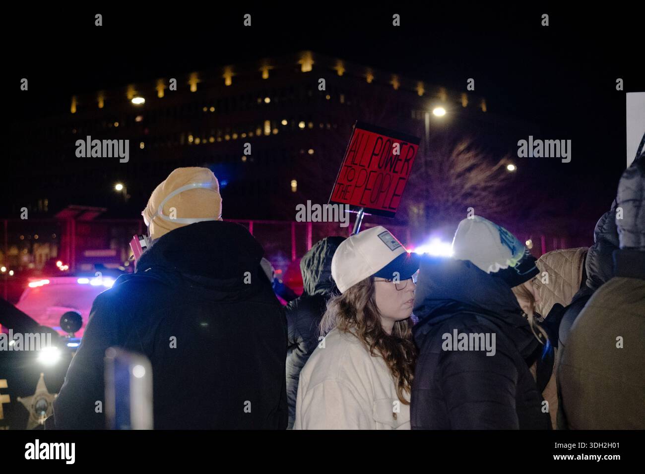 Fort Snelling, Minnesota, USA. 17th Jan, 2026. Dozens of protesters ...