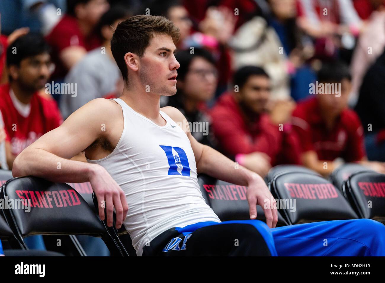 STANFORD, CA - JANUARY 17: Jack Scott #20 of the Duke Blue Devils looks ...