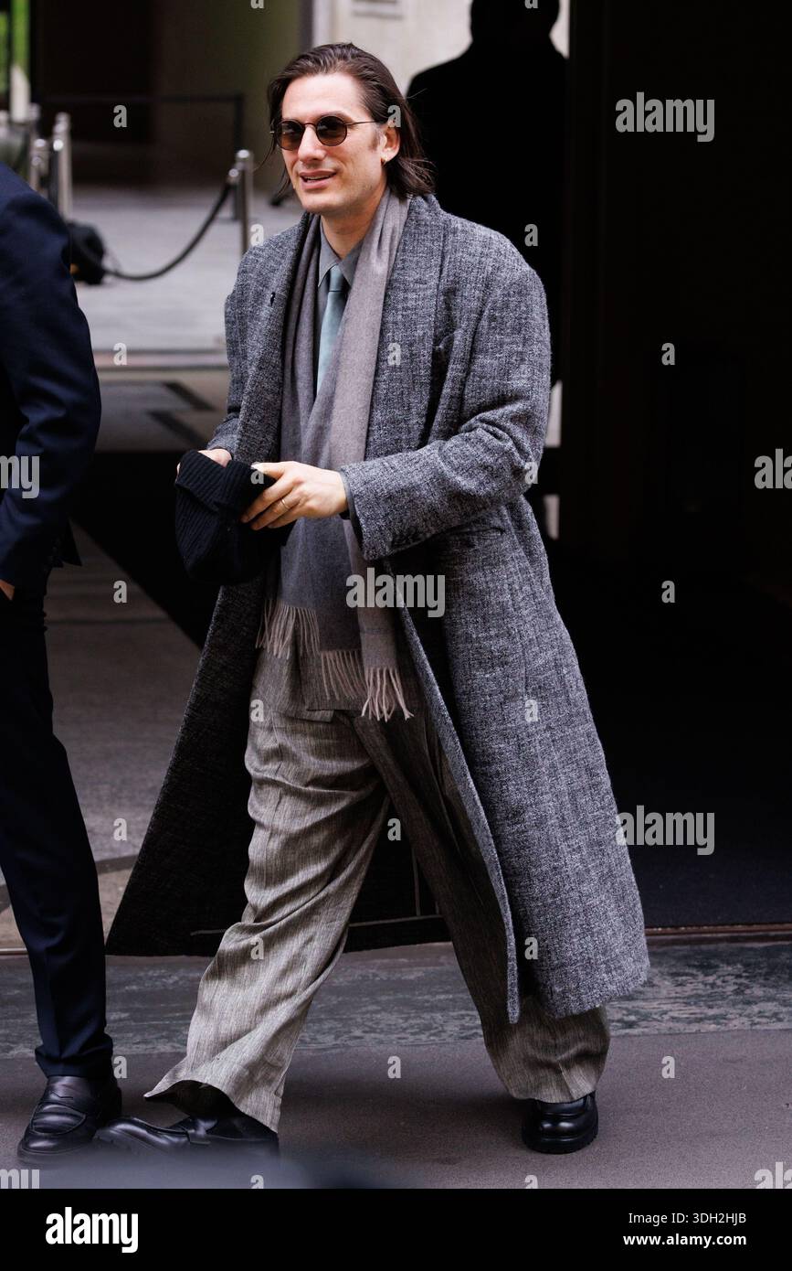 Luca Marinelli leaves the Giorgio Armani fashion show during the Milan ...