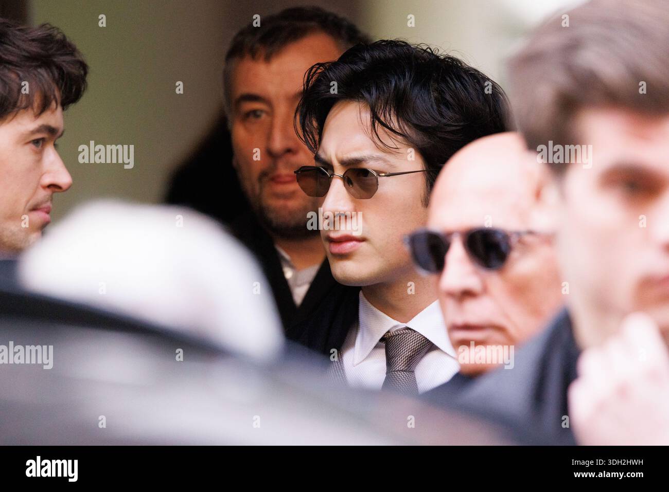 Hudson Williams leaves the Giorgio Armani fashion show during the Milan ...