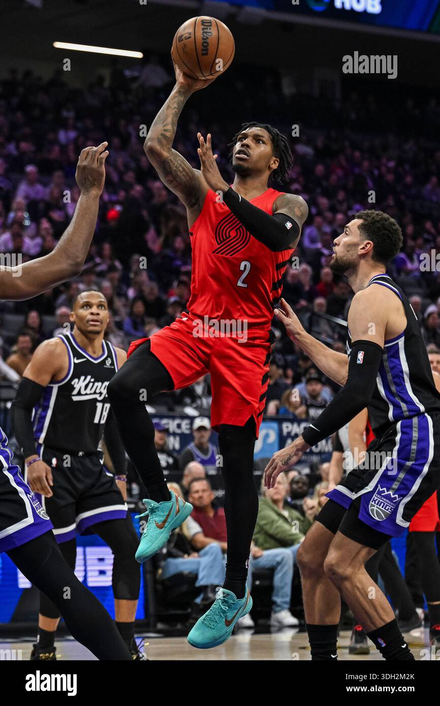 Portland Trail Blazers guard Caleb Love (2) attempts a shot during the ...