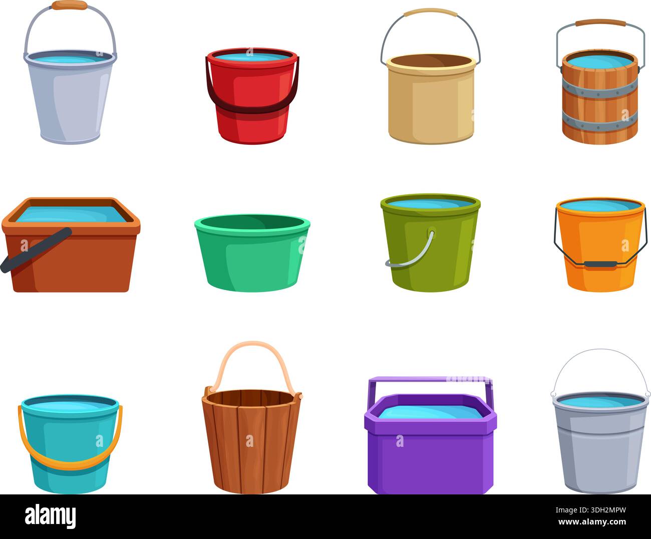 Washing wooden buckets Stock Vector Images - Alamy