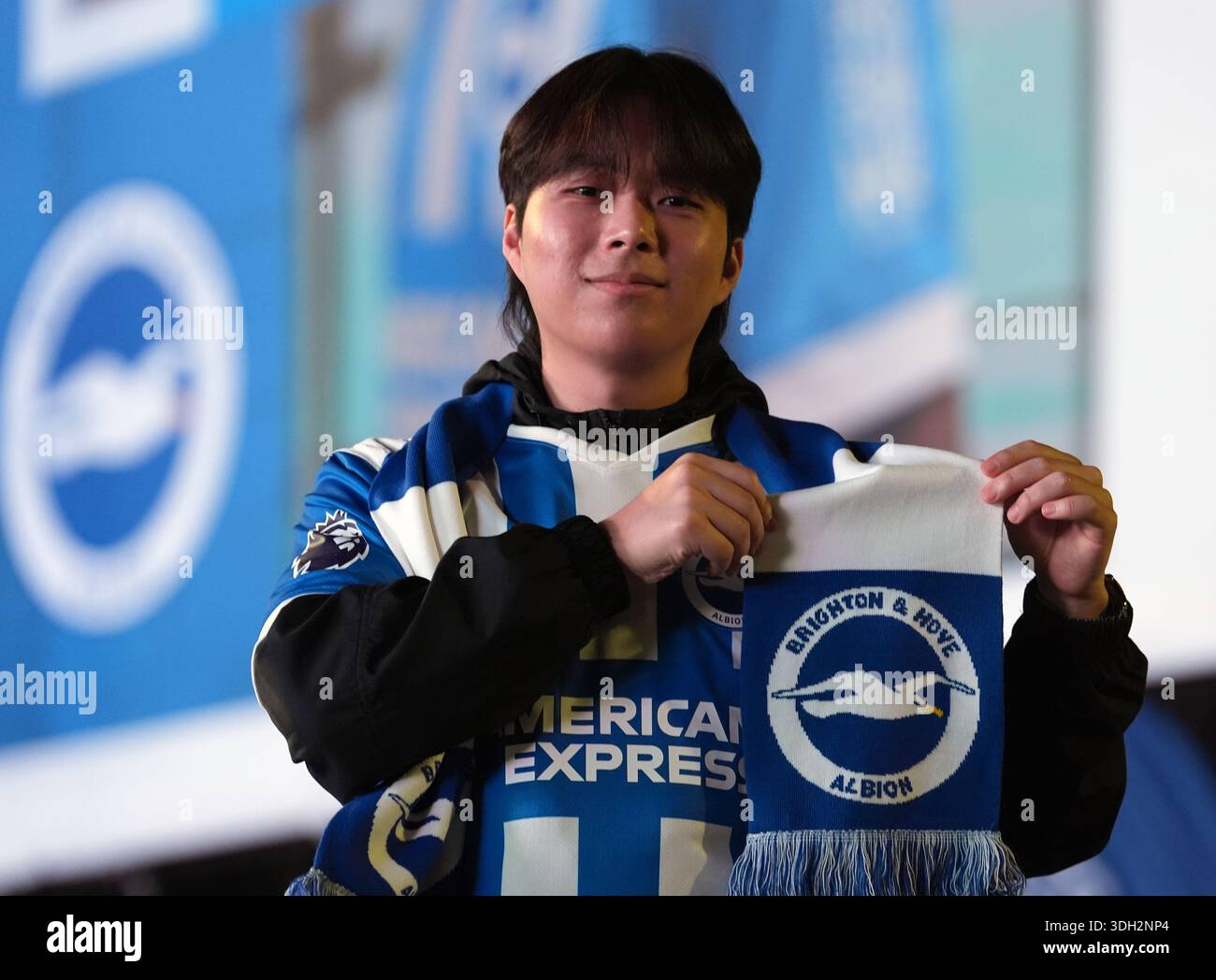 A Brighton & Hove Albion fan before the Premier League match at the ...