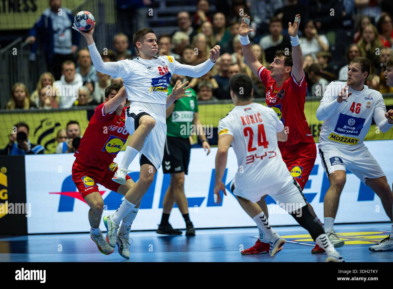HERNING, DENMARK - JANUARY 19: Stefan Dodic (Serbia, 40) in attack ...