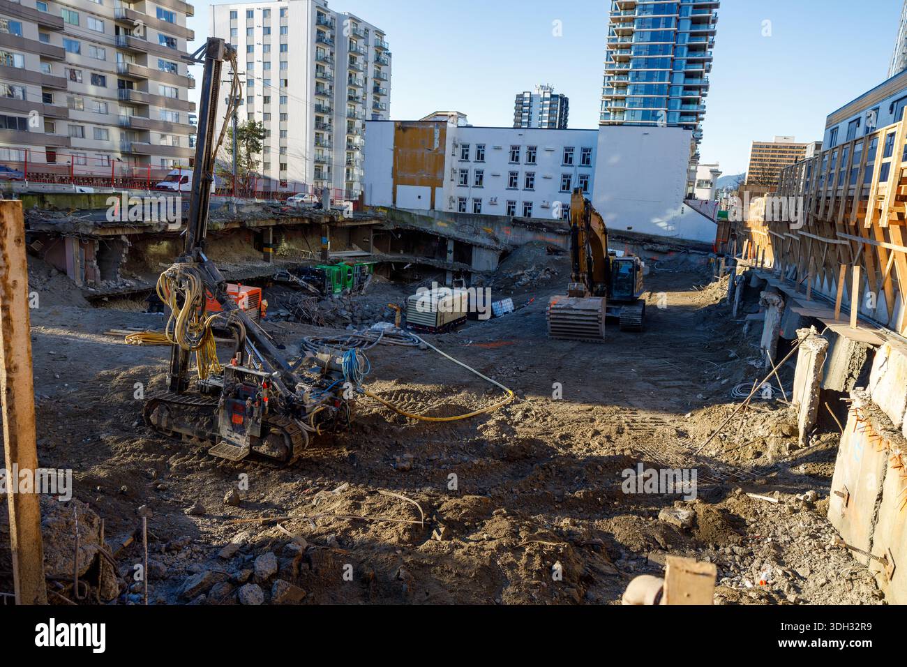 Vancouver, Canada - January 17,2026: Major construction site excavation ...