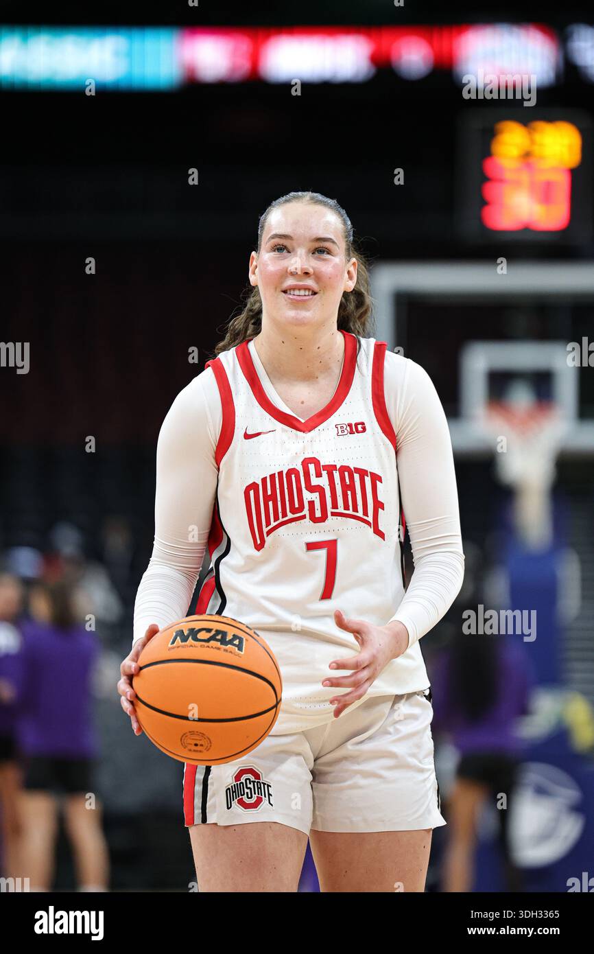 Newark, USA. 19th Jan, 2026. Ohio State Buckeyes guard Dasha Biriuk (7 ...