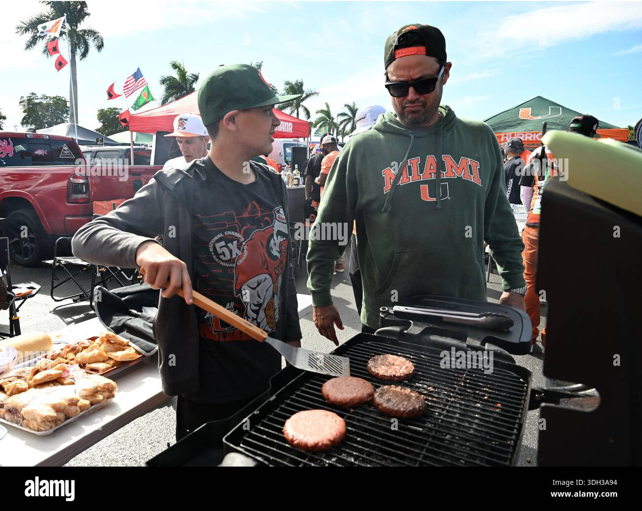 Miami, United States. 19th Jan, 2026. UM Fans are seen tailgating ...