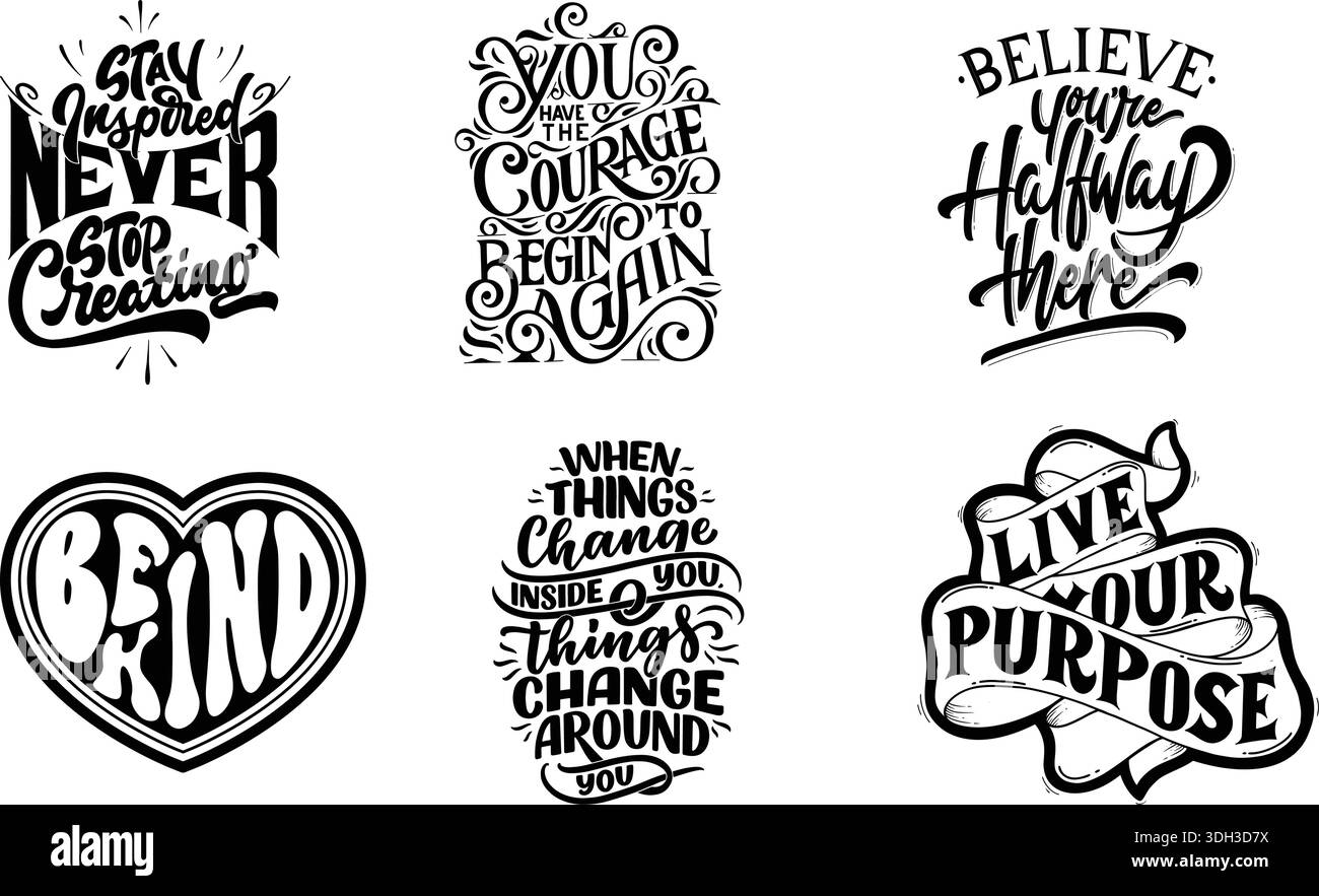 Affirmation lettering design Black and White Stock Photos & Images - Alamy