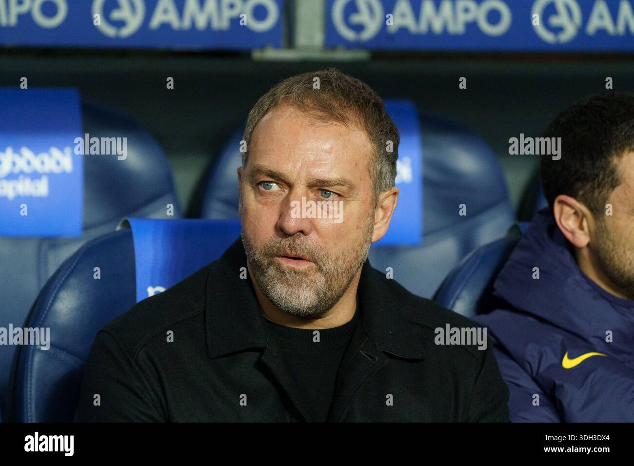 in action during the La Liga game between Real Sociedad and FC ...