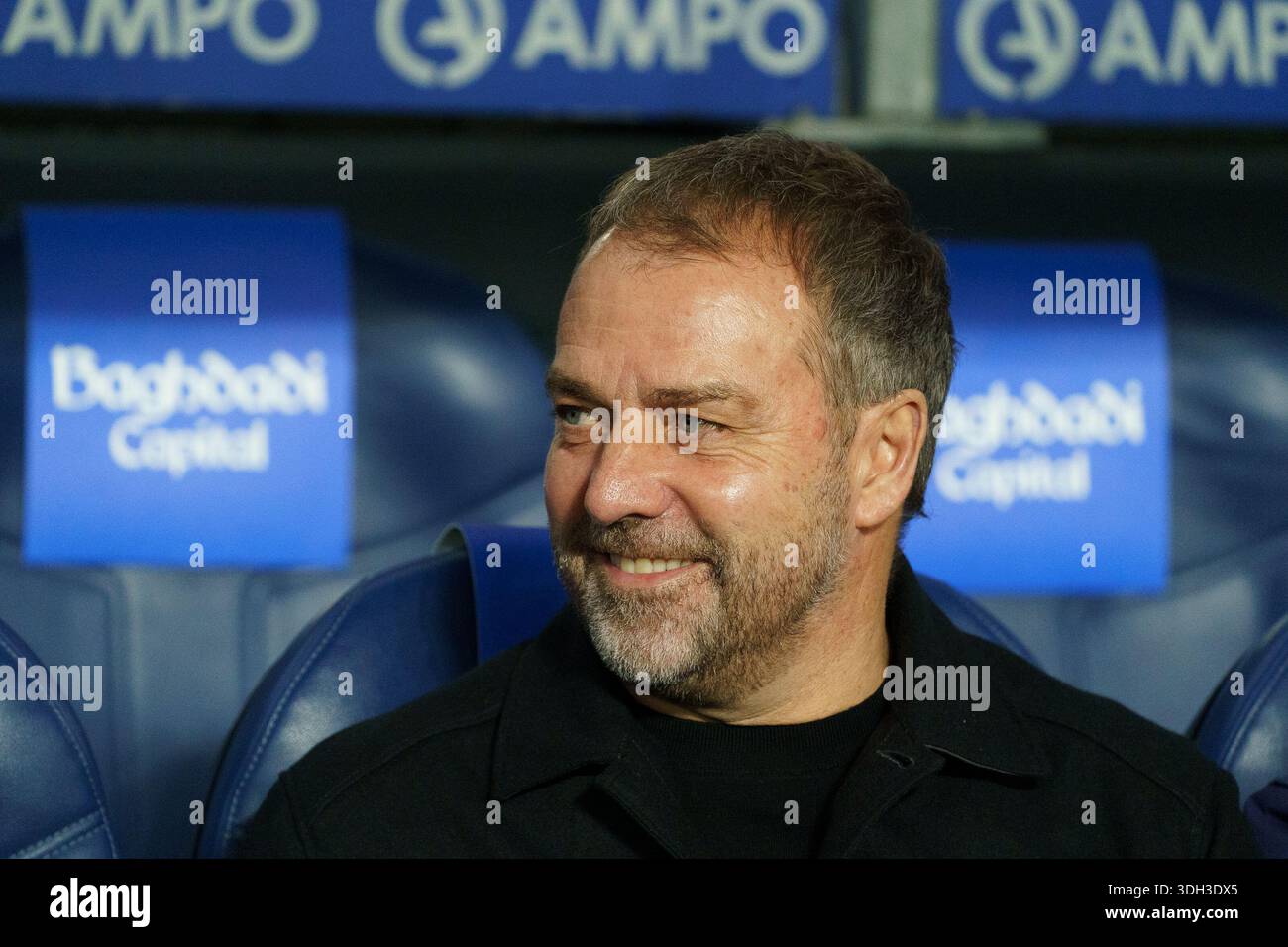 in action during the La Liga game between Real Sociedad and FC ...