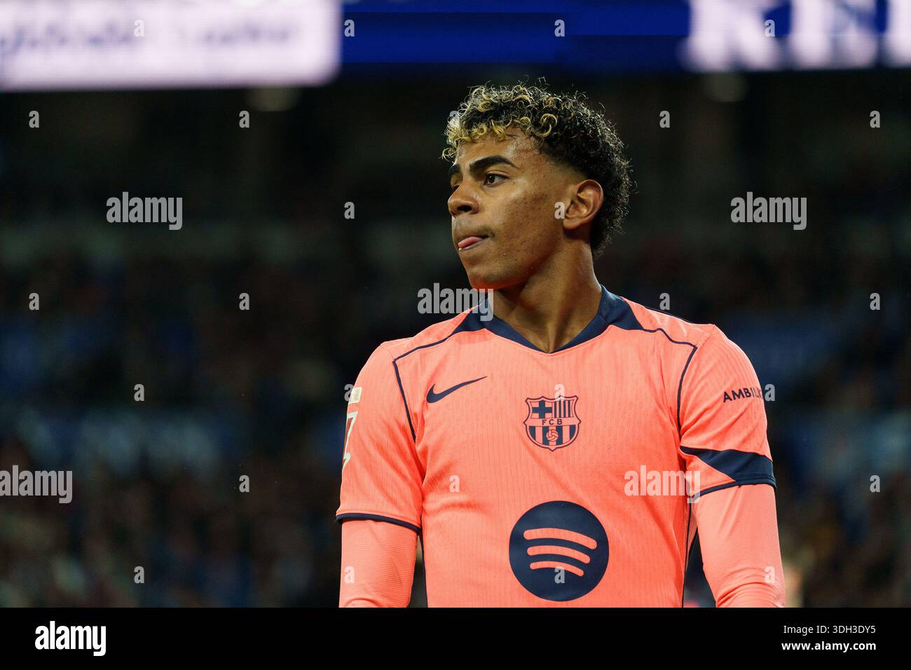 Lamine Yamal in action during the La Liga game between Real Sociedad ...