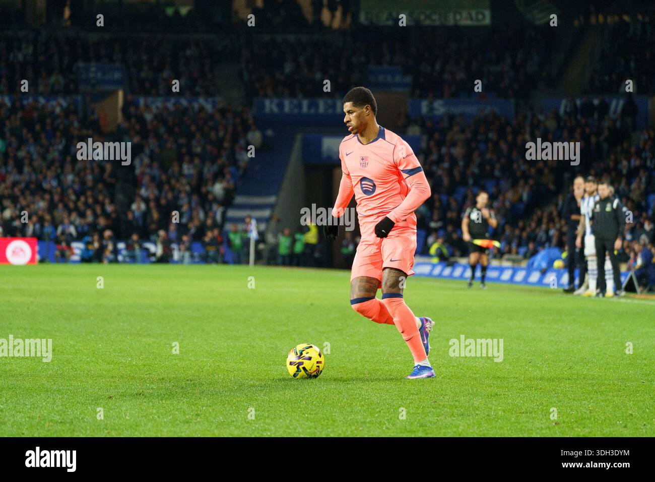 Marcus Rashford in action during the La Liga game between Real Sociedad ...