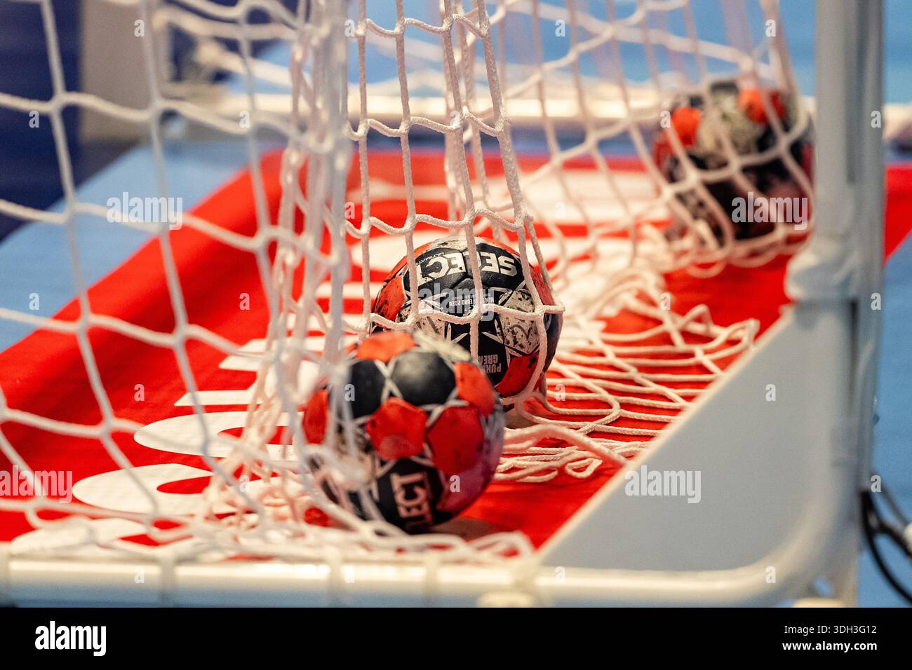 Malmo, Sweden - 2026, January 19 : Balls by SELECT in the goal seen ...