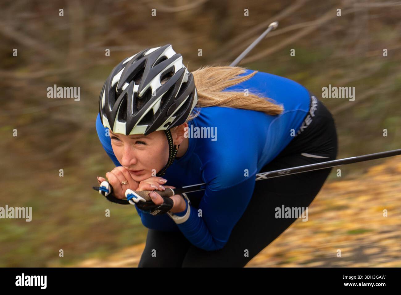 Biathlete Yekateryna Mashtalier, 18, skis during a training session at ...
