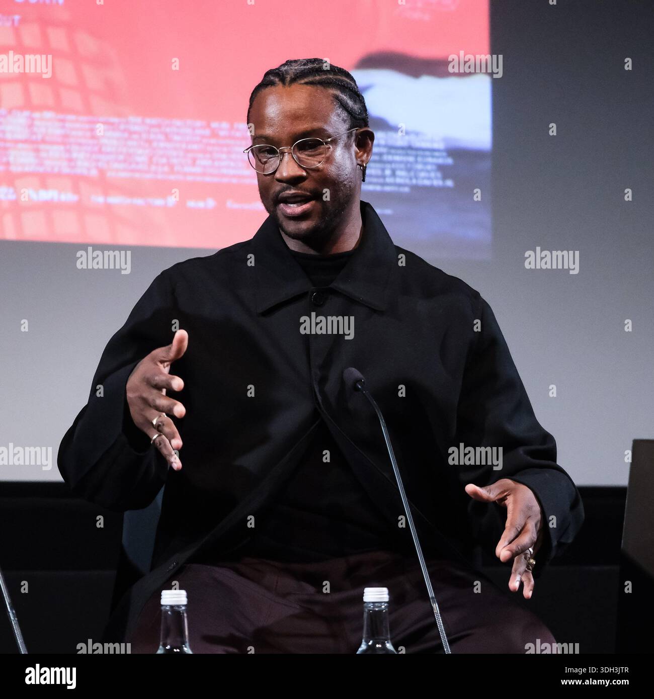 London, UK. 19th Jan, 2026. Akinola Davies Jr on stage at Mark Kermode ...
