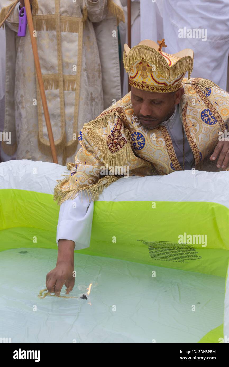 Seattle, Washington, USA. 19 January 2026. A religious official places ...
