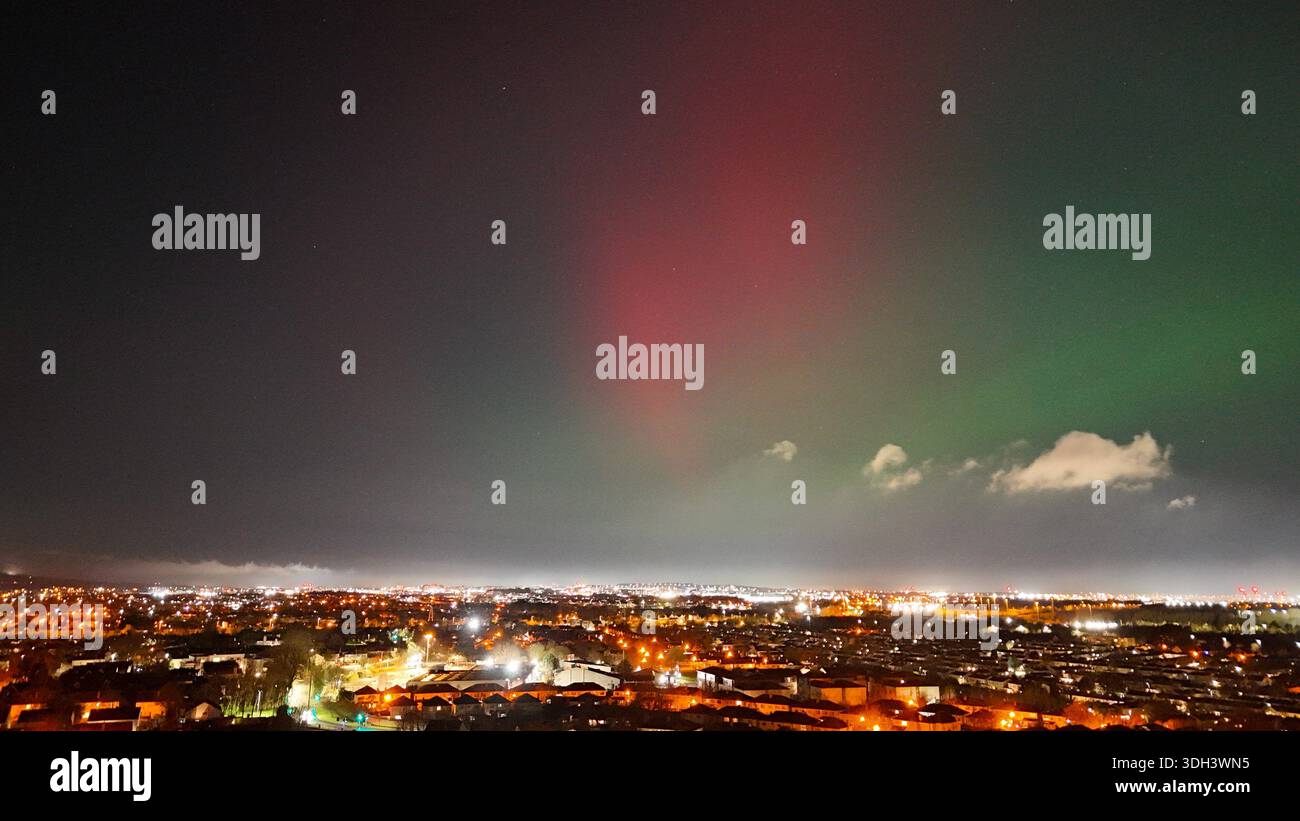 Dublin, Ireland - 19th January 2026: View of red and green Northern ...