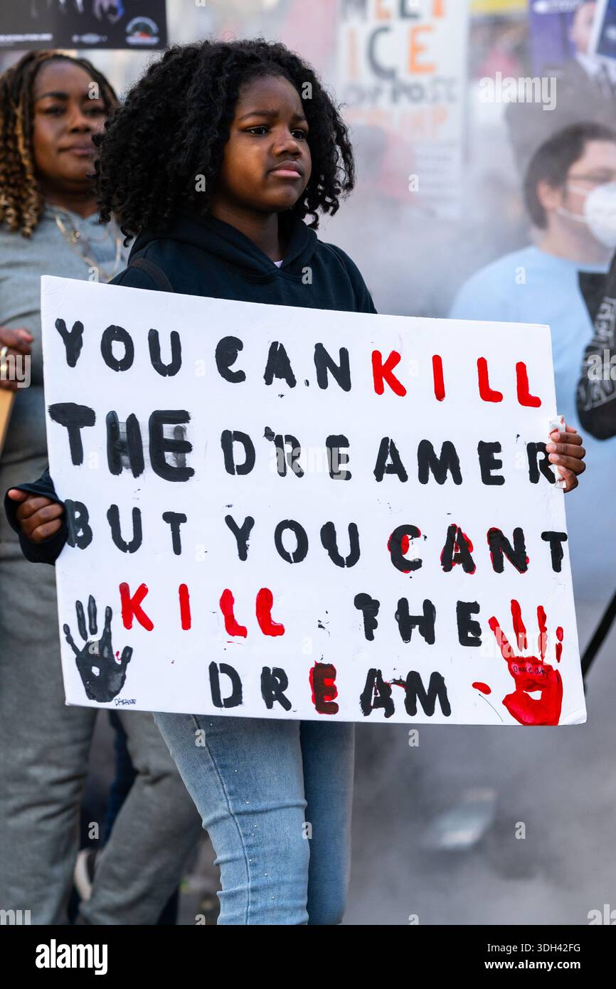 Seattle, USA. 19th Jan, 2026. Thousands gather and march on Martin ...