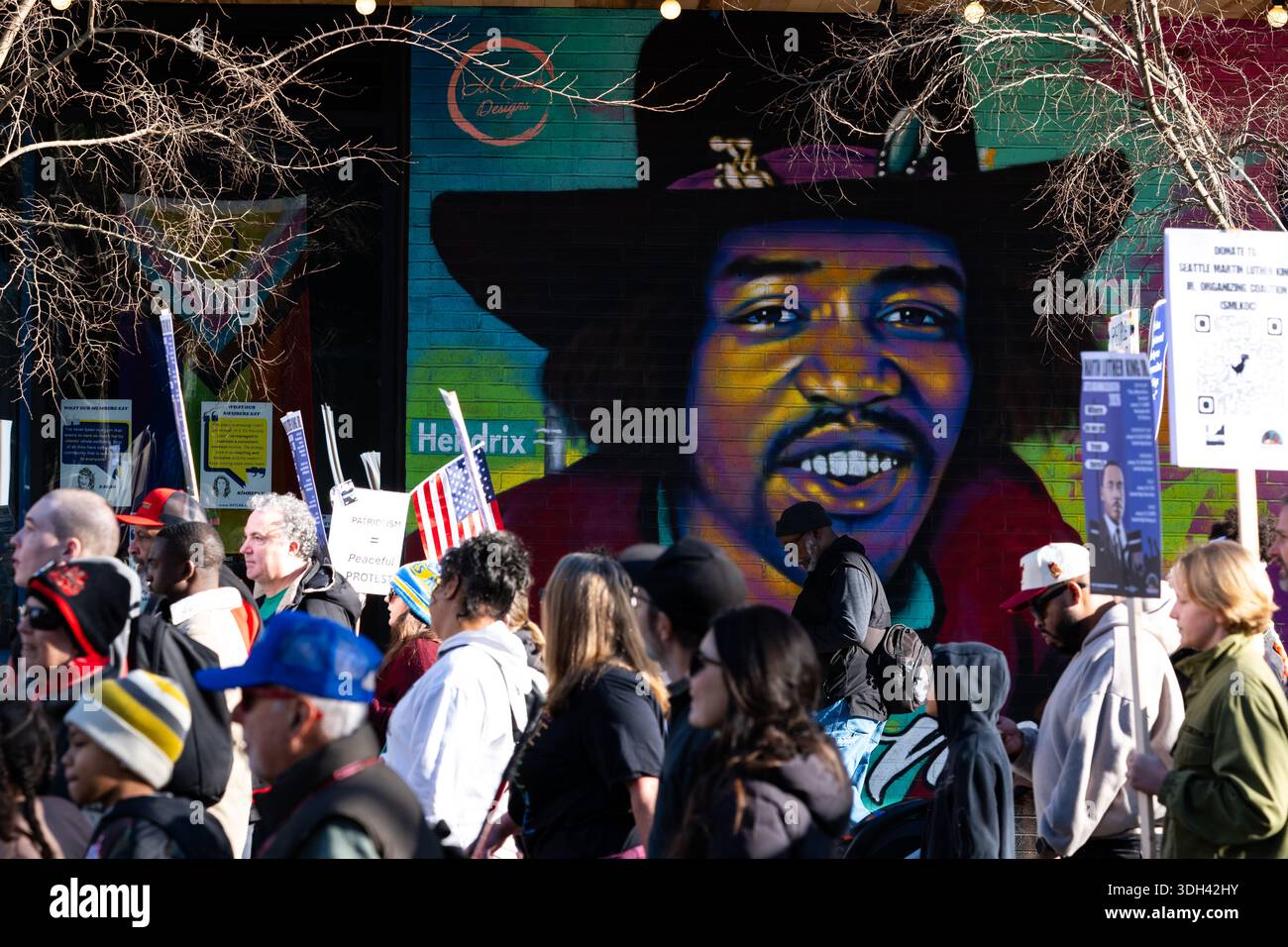 Seattle, USA. 19th Jan, 2026. Thousands gather and march on Martin ...