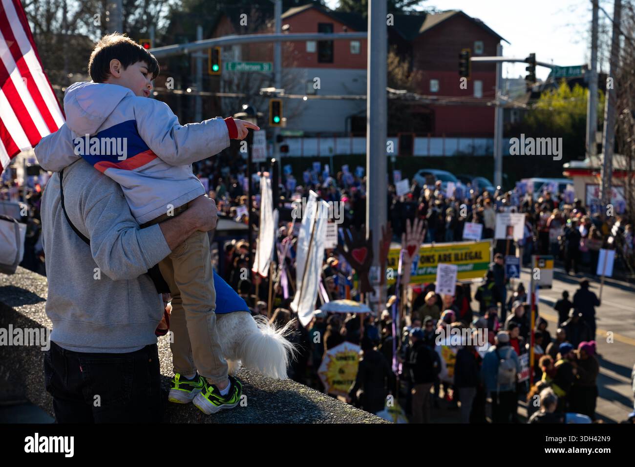 Seattle, USA. 19th Jan, 2026. Thousands gather and march on Martin ...