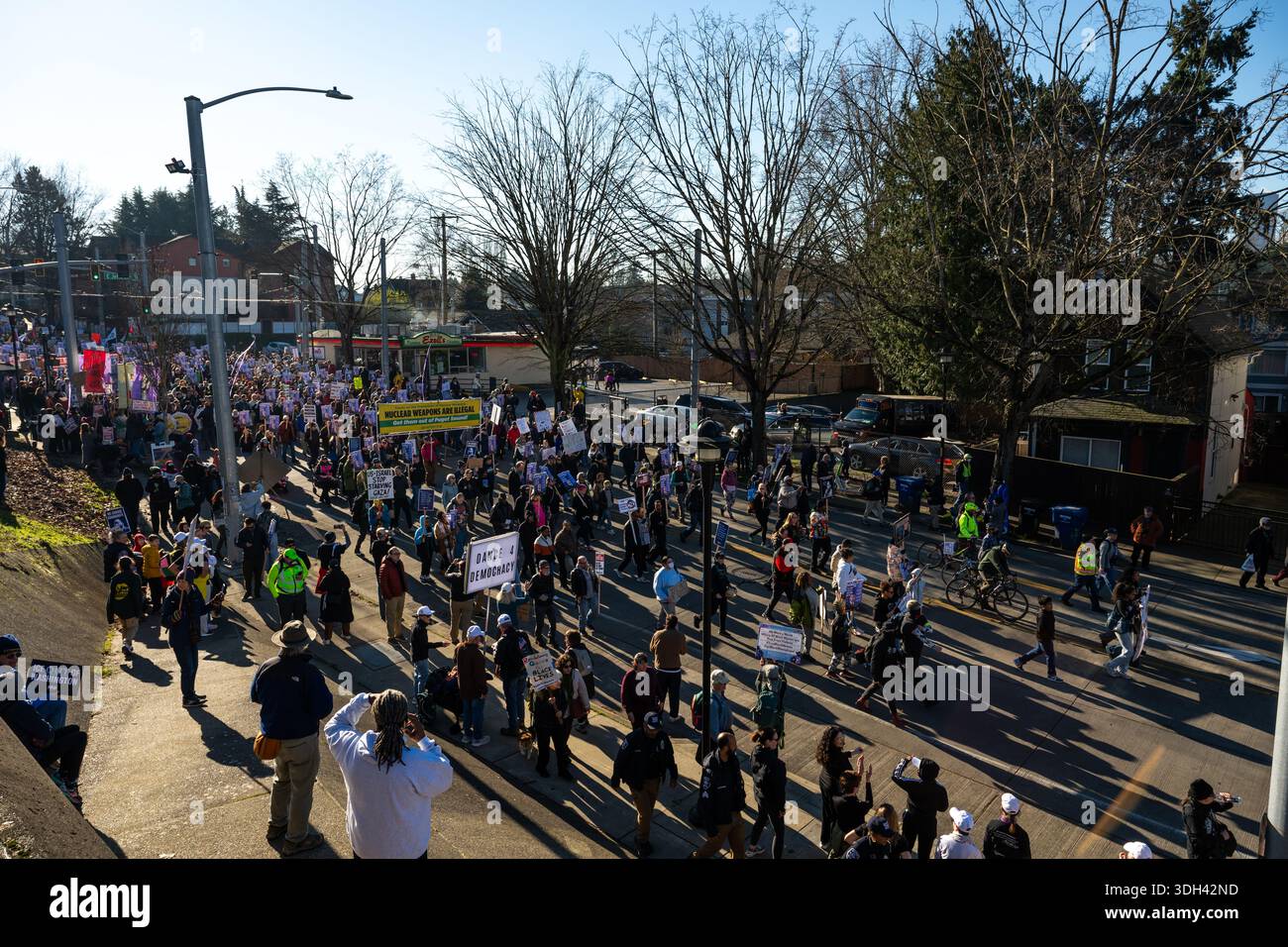 Seattle, USA. 19th Jan, 2026. Thousands gather and march on Martin ...