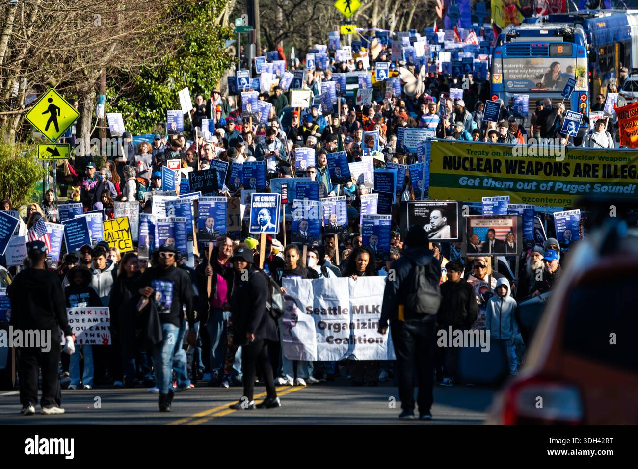 Seattle, USA. 19th Jan, 2026. Thousands gather and march on Martin ...