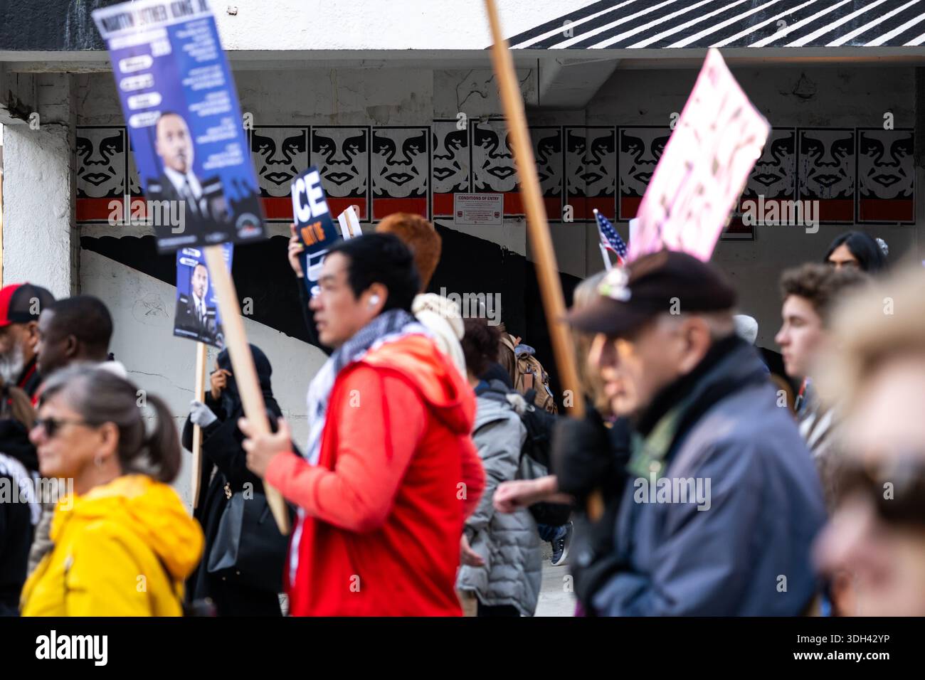 Seattle, USA. 19th Jan, 2026. Thousands gather and march on Martin ...