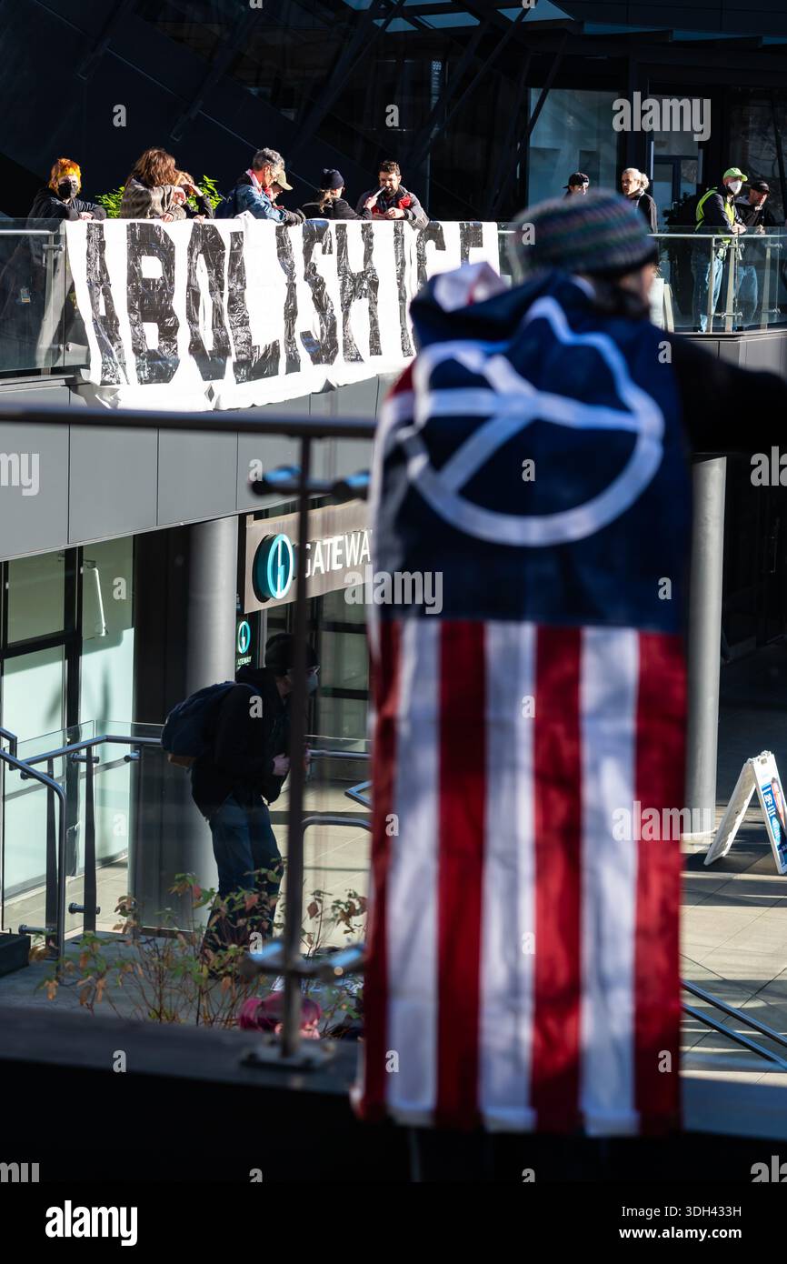 Seattle, USA. 19th Jan, 2026. Thousands gather and march on Martin ...