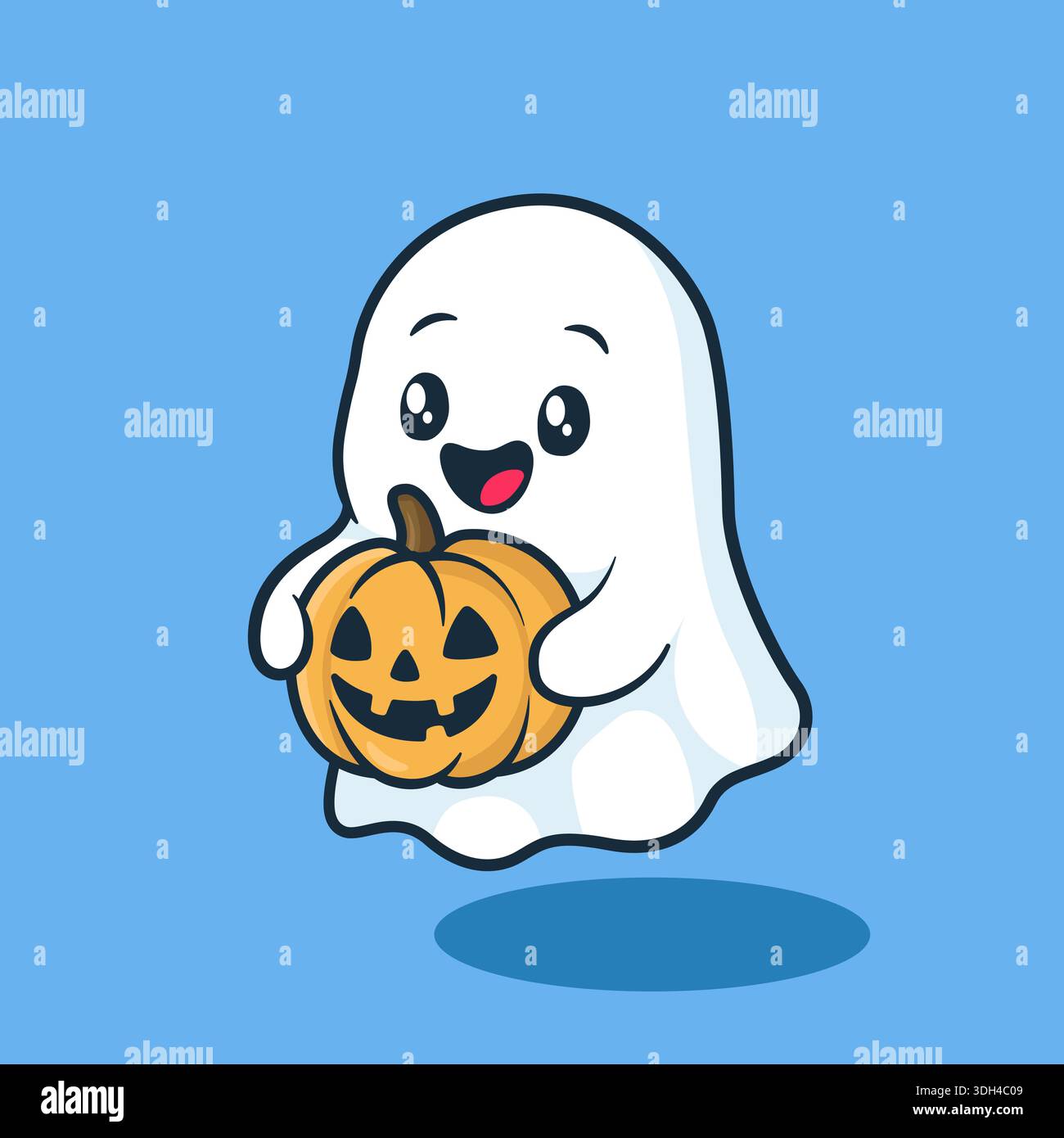Ghost pumpkin on dark Stock Vector Images - Alamy