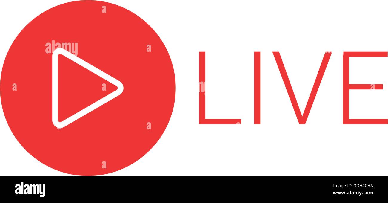 Professional Live Streaming Icon: Red Play Button Symbol for Real-Time ...