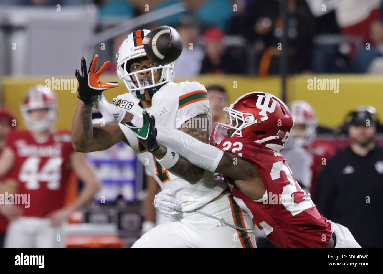 Indiana defensive back Jamari Sharpe (22) breaks up a pass intended for ...