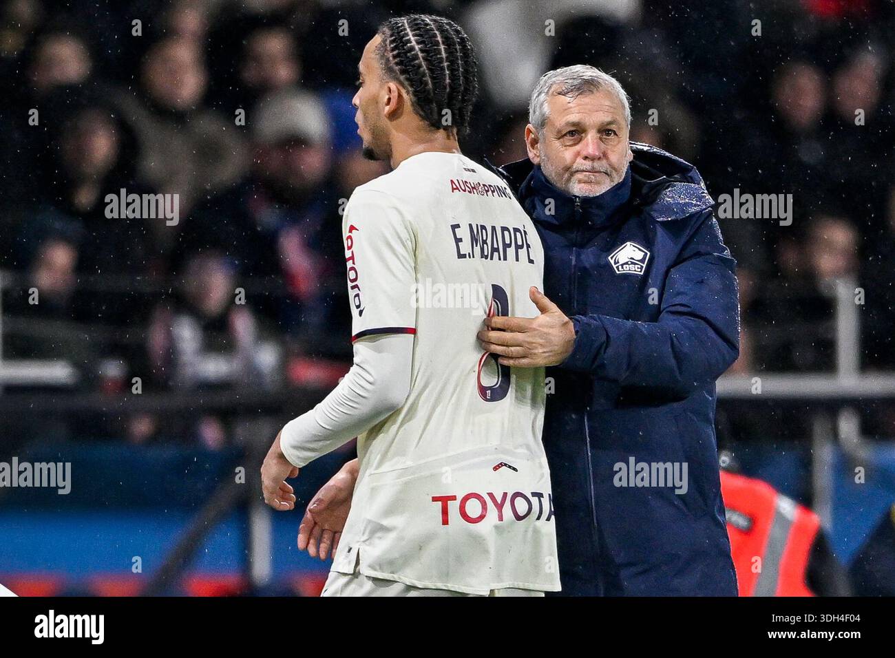 Bruno Genesio and Ethan Mbappe during the Ligue 1 football (soccer ...