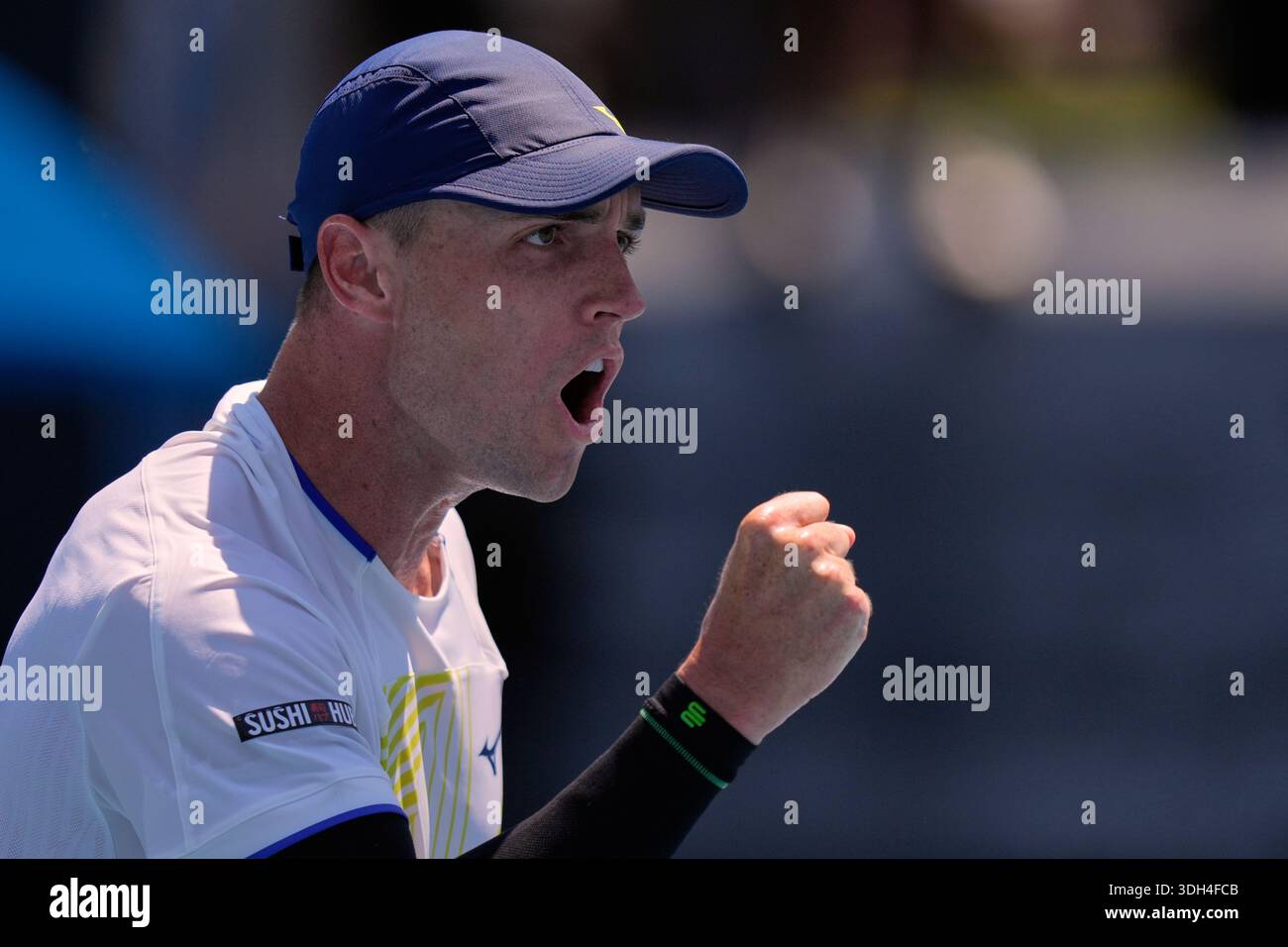 Christopher O'Connell of Australia reacts during his first round match ...