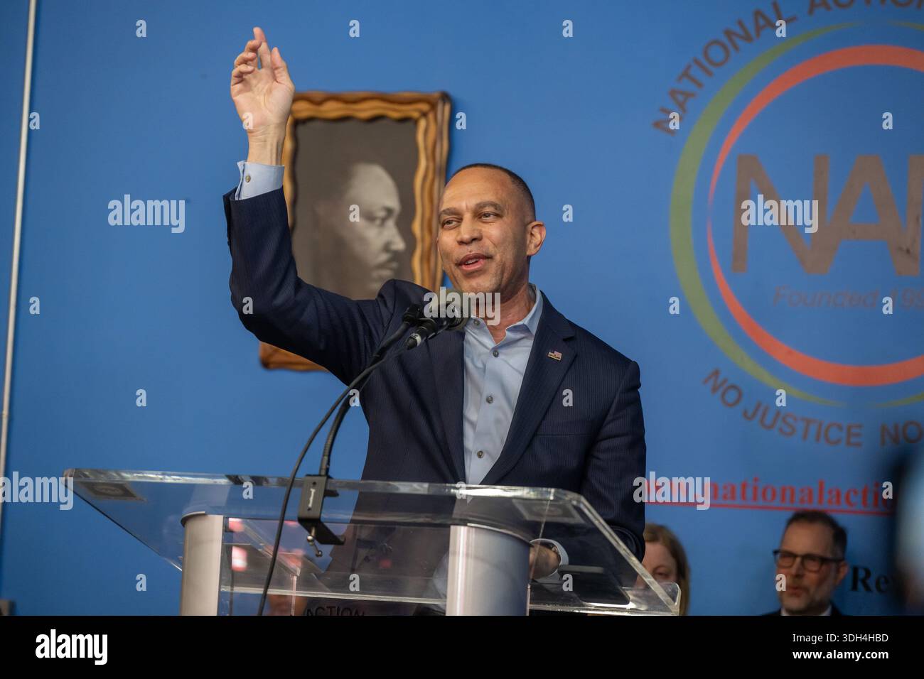 U.S. Rep. Hakeem Jeffries (D-NY) speaks during a Martin Luther King Jr ...
