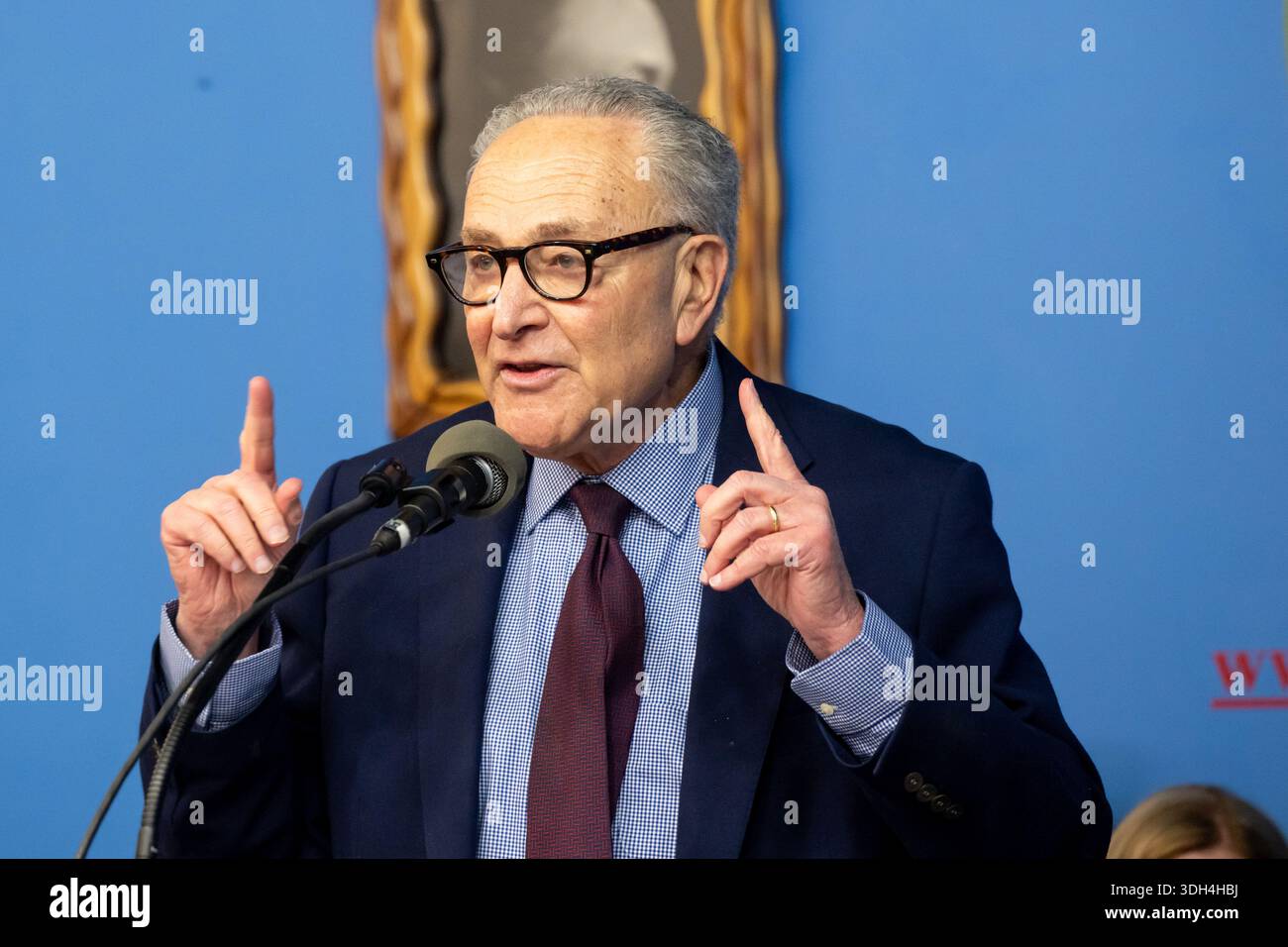 U.S. Senator Chuck Schumer (D-NY) speaks during a Martin Luther King Jr ...