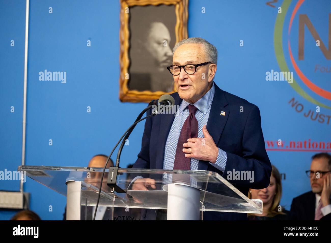 U.S. Senator Chuck Schumer (D-NY) speaks during a Martin Luther King Jr ...