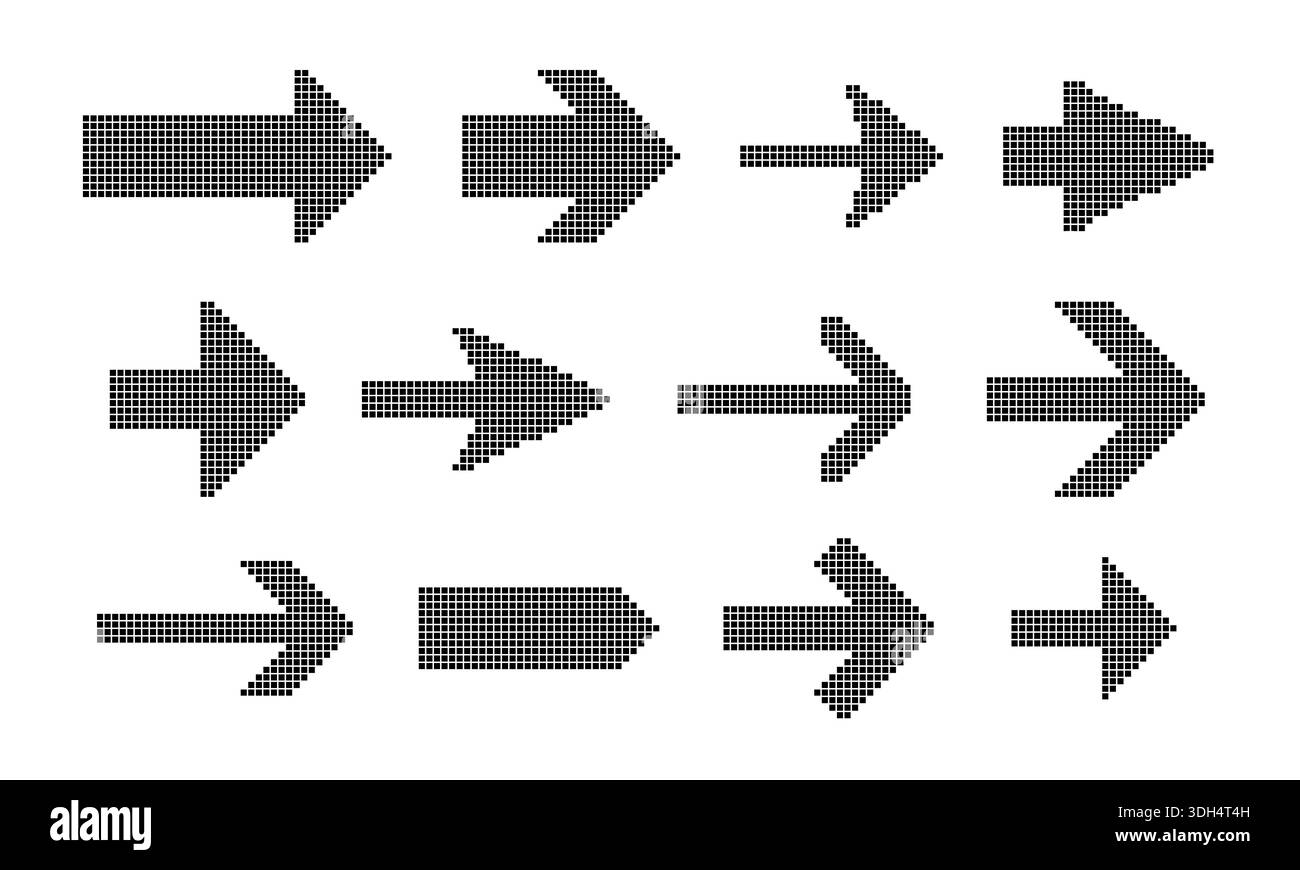 Pixel art collection arrows Black and White Stock Photos & Images - Alamy