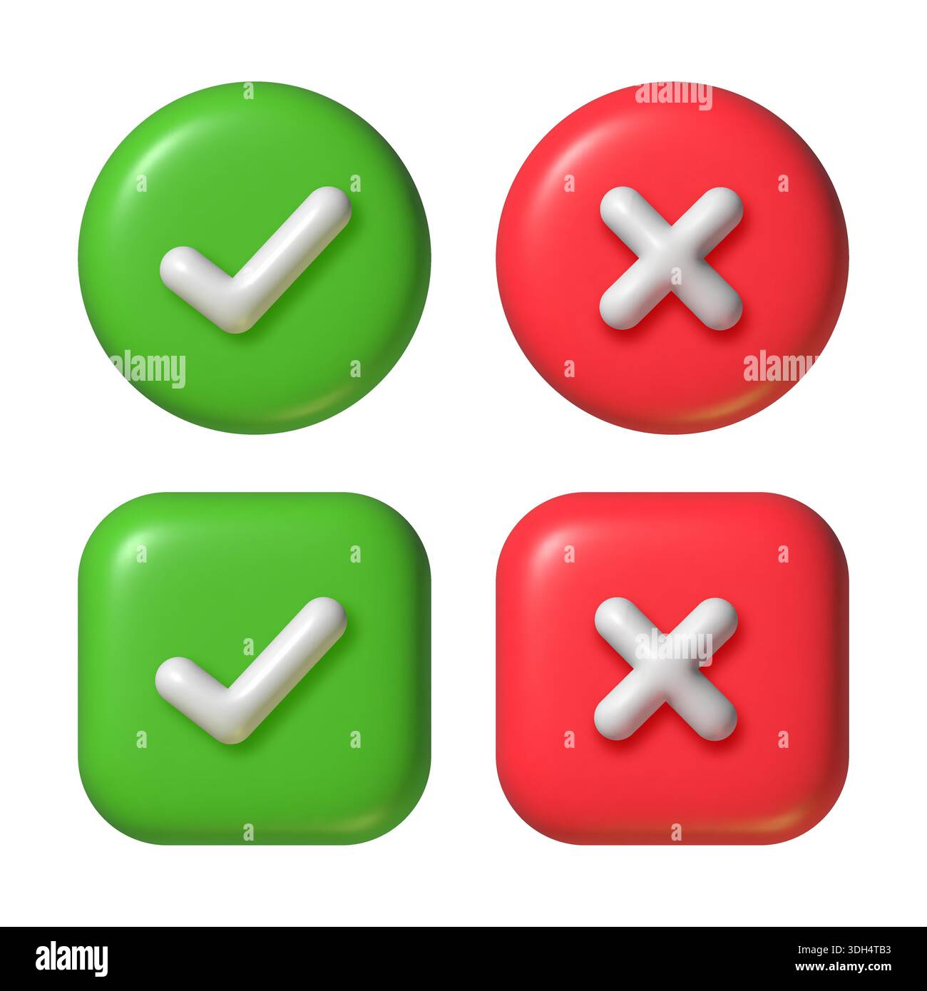 3d buttons of Yes and No. Realistic right and wrong icon Stock Vector ...