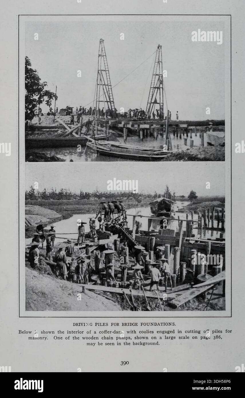 DRIVING PILES FOR BRIDGE FOUNDATIONS. Below is shown the interior of a ...