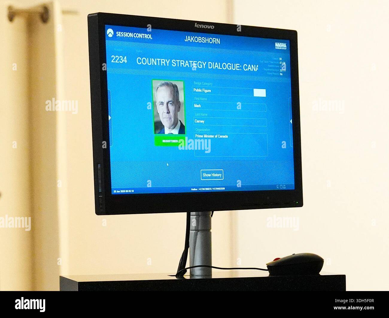 Davos, Switzerland. 20th Jan, 2026. Prime Minister Mark Carney's ...