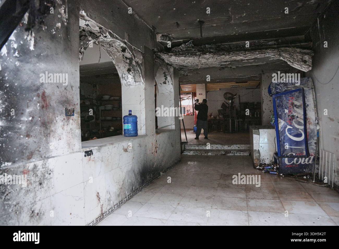 The interior of a Chinese restaurant is seen a day after an explosion ...