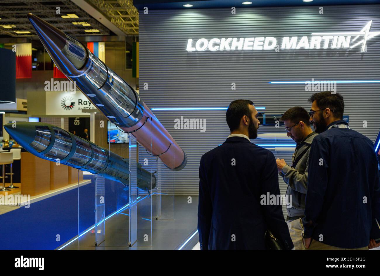 Doha, Qatar. 19th Jan, 2026. Attendees visit the Lockheed Martin ...