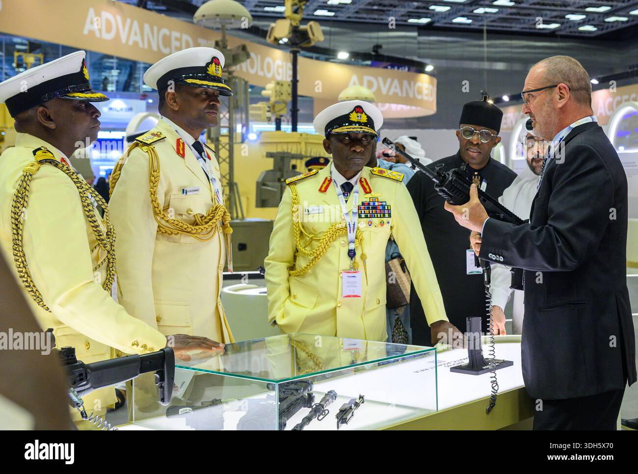 Attendees visit the Qatar defence pavilion during the Doha ...