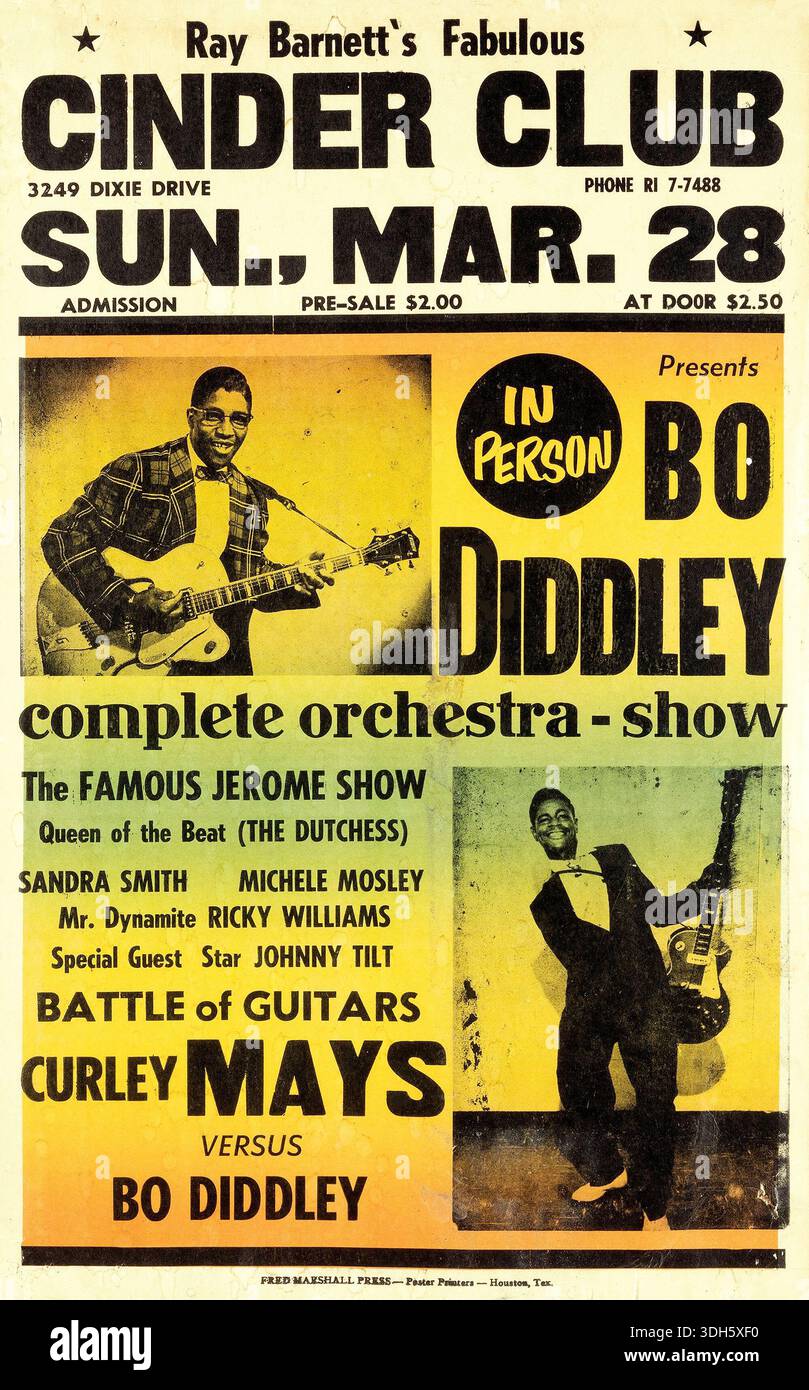 Battle of Guitars 1965 – Bo Diddley, Curley Mays concert poster ...