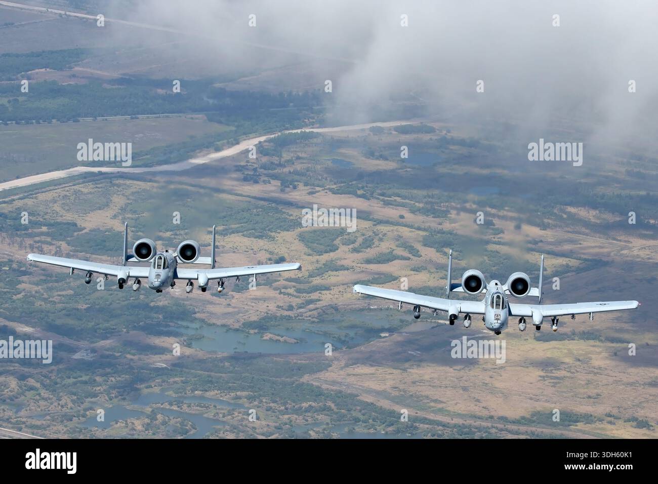 The photograph shows a U.S. Air Force Fairchild A-10 Thunderbolt II ...